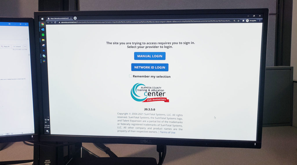 Signing in to SumTotal - Alameda County Training & Education Center